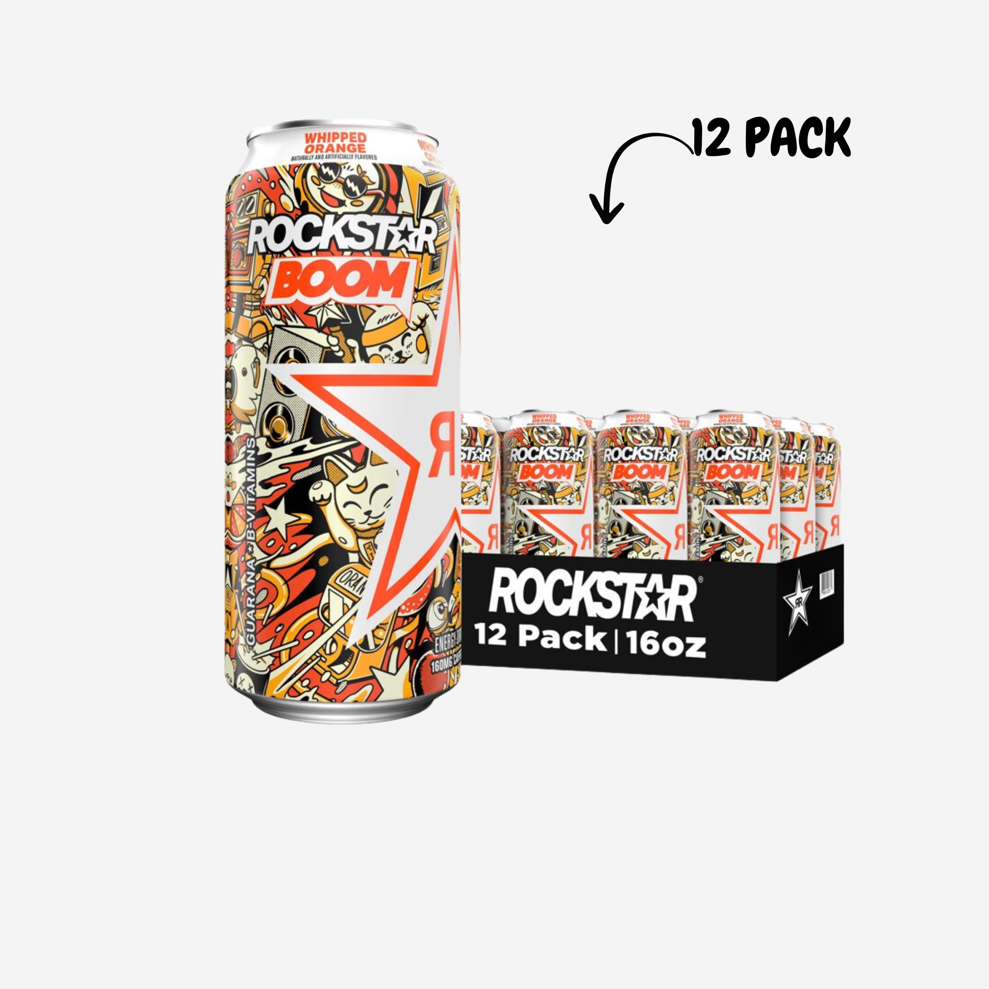 Rockstar Boom, Whipped & Blended Orange Energy Drink, 16 oz, 12 Pack C ...