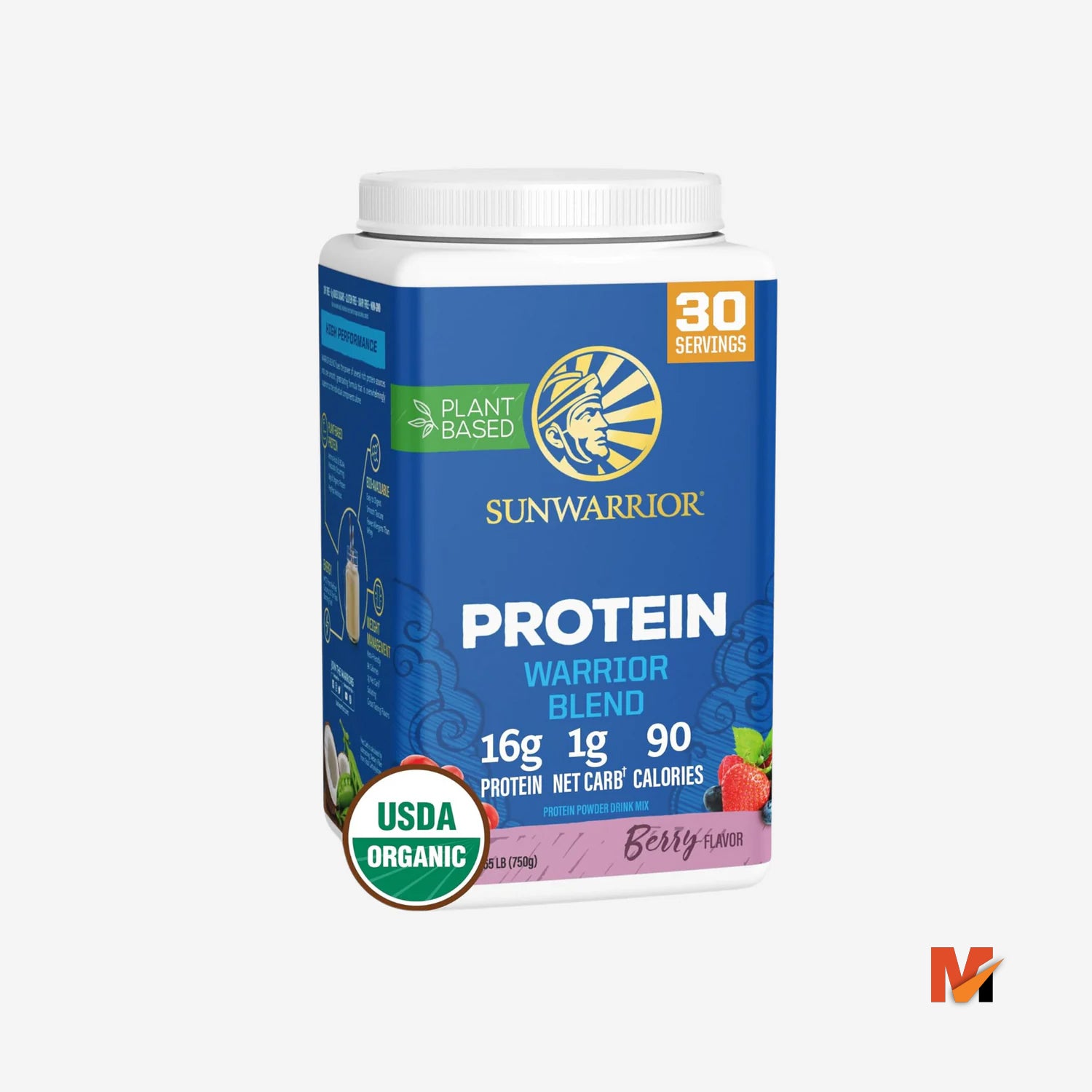 Sunwarrior Vegan Organic Protein Powder Plant-Based Berry 30 Servings ...